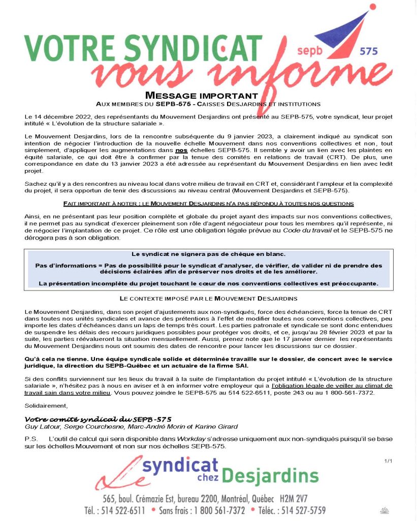 Évolution de la structure salariale - SEPB-575